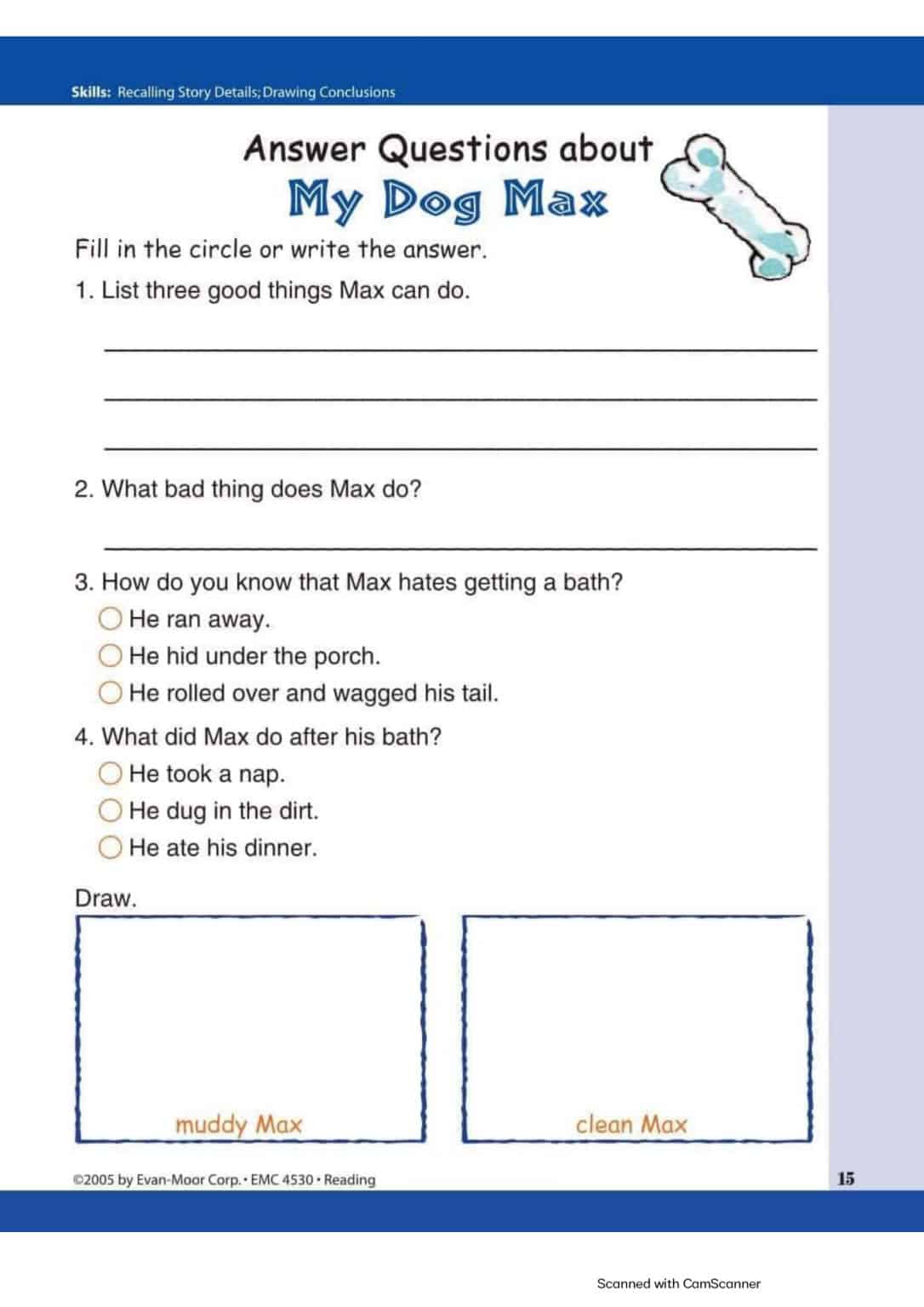 Reading Comprehension in English with Activities (My Dog Max) - Teacher ...