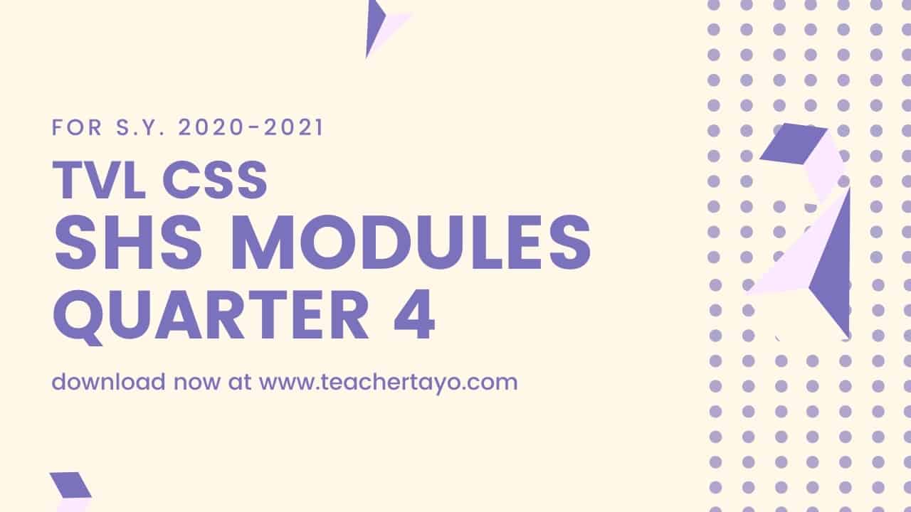 Tvl Css Senior High School Learning Modules Quarter 4 Free Download
